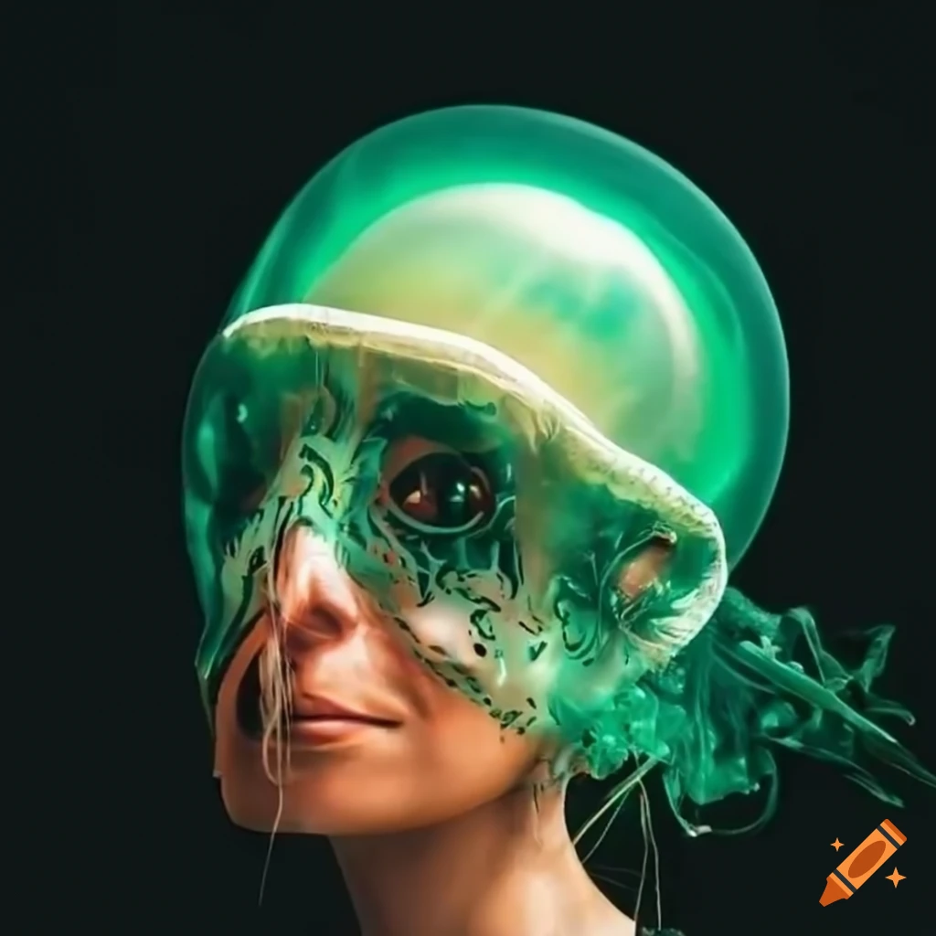 Party atmosphere with guests in quirky jellyfish masks on Craiyon