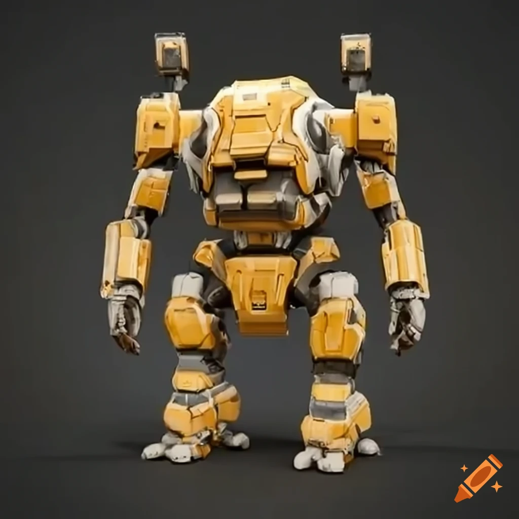 Mech suit painted with cheddar cheese design and giant cannon on Craiyon