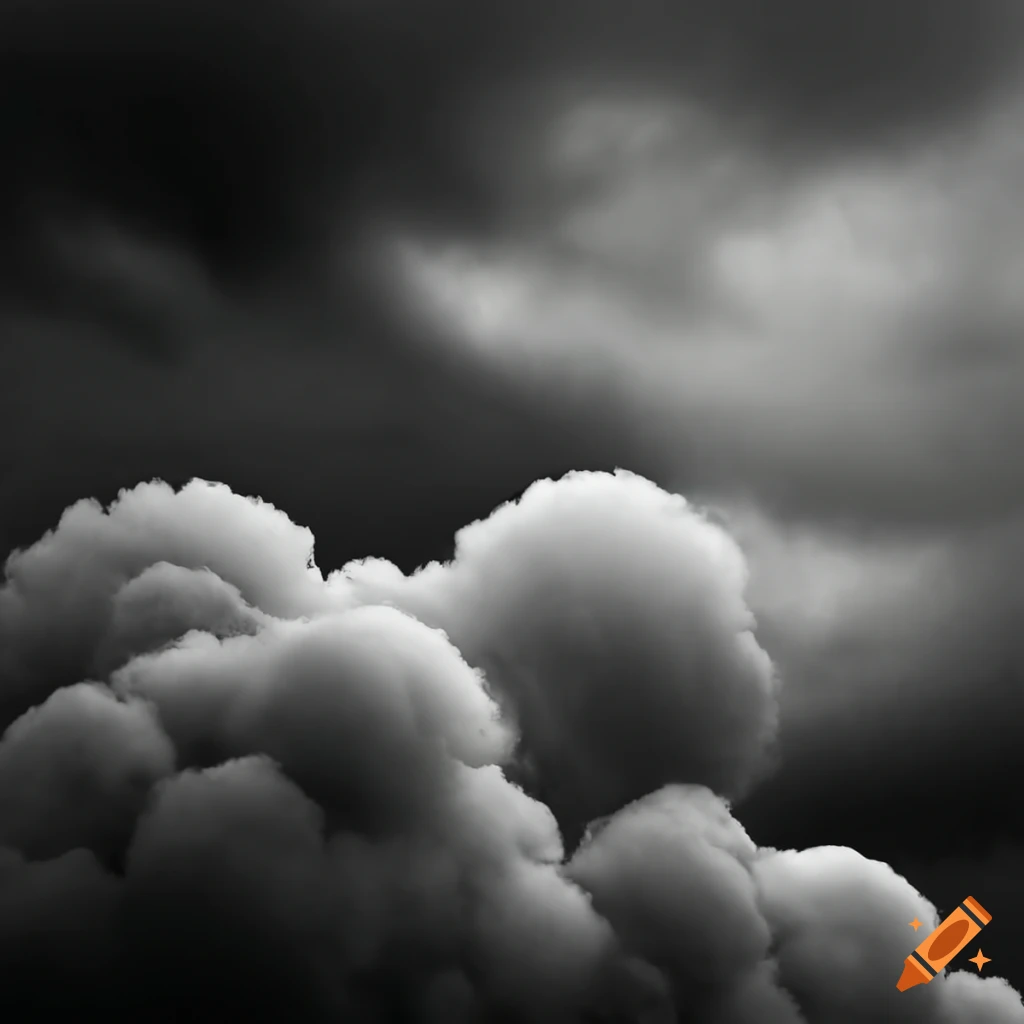 Cloud art in black, gray, and white colors on Craiyon