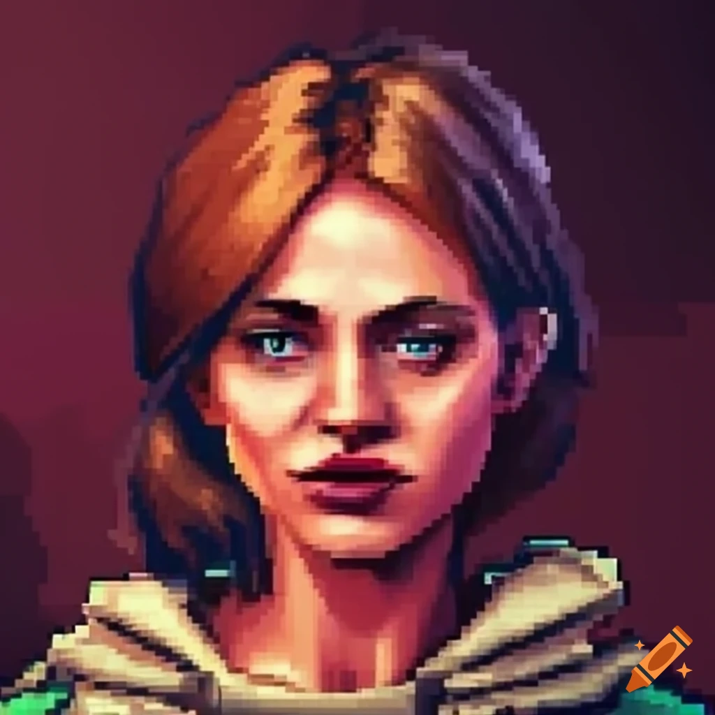 Detailed portrait of a female rogue in 1990s point-and-click adventure ...