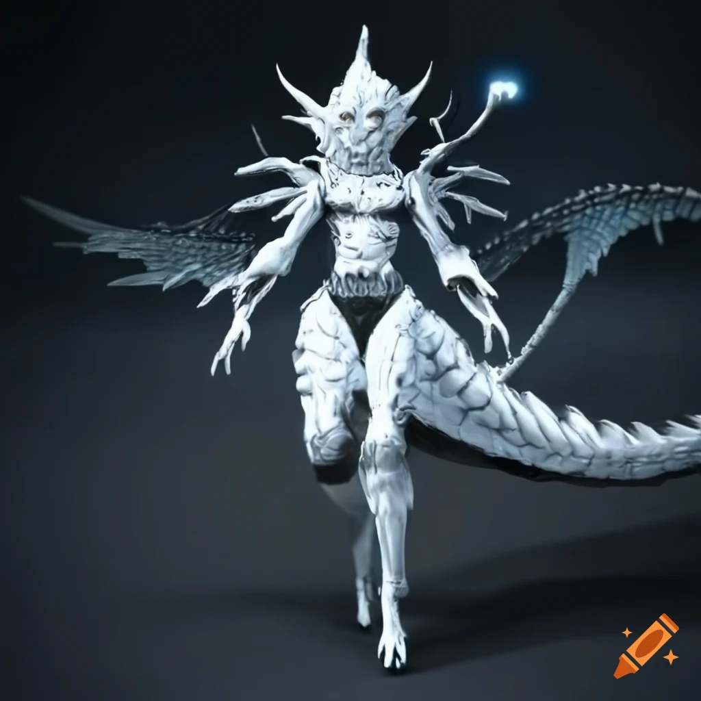 White dragon with mohawk in pursuit on Craiyon