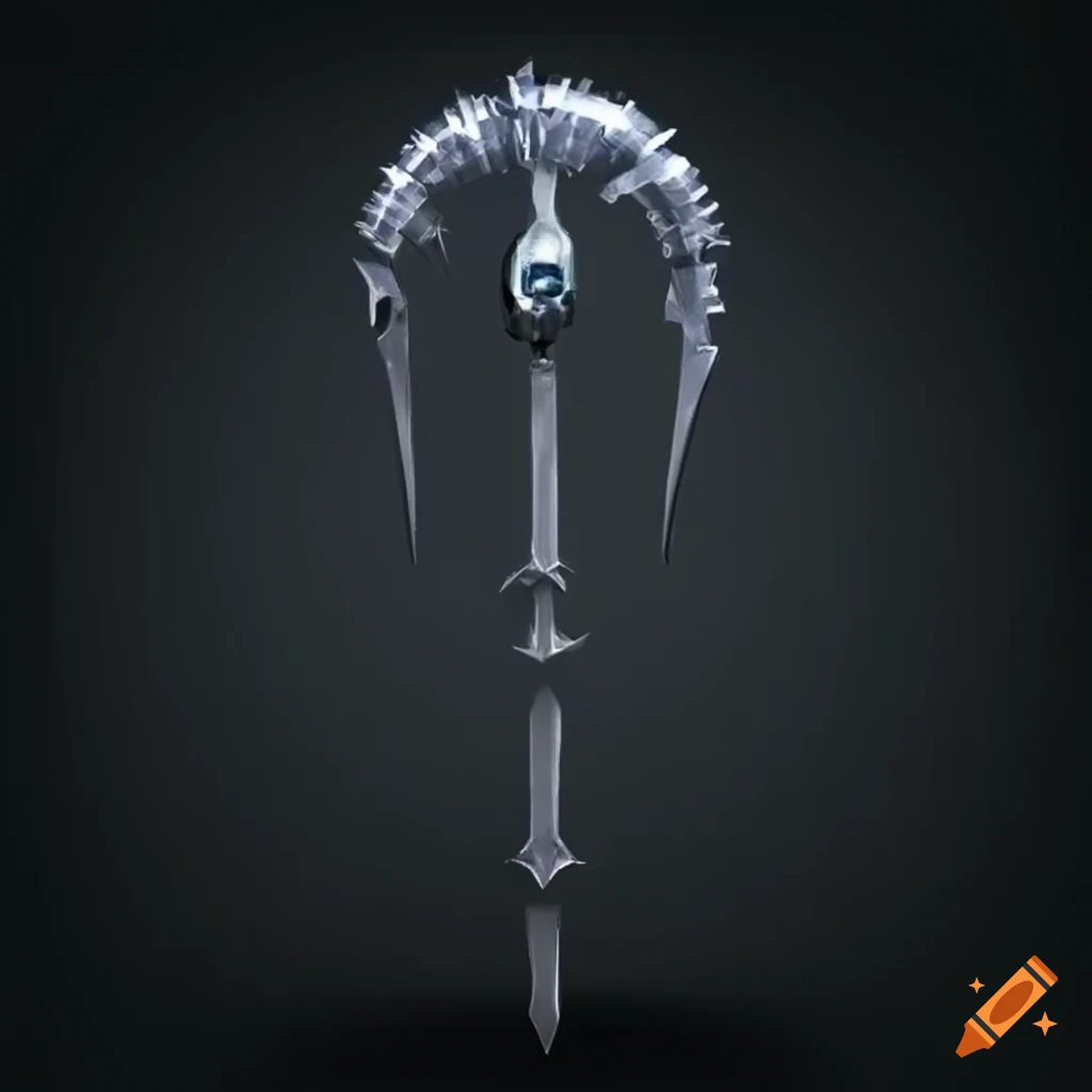 Magical metal pickaxe on a black background on Craiyon