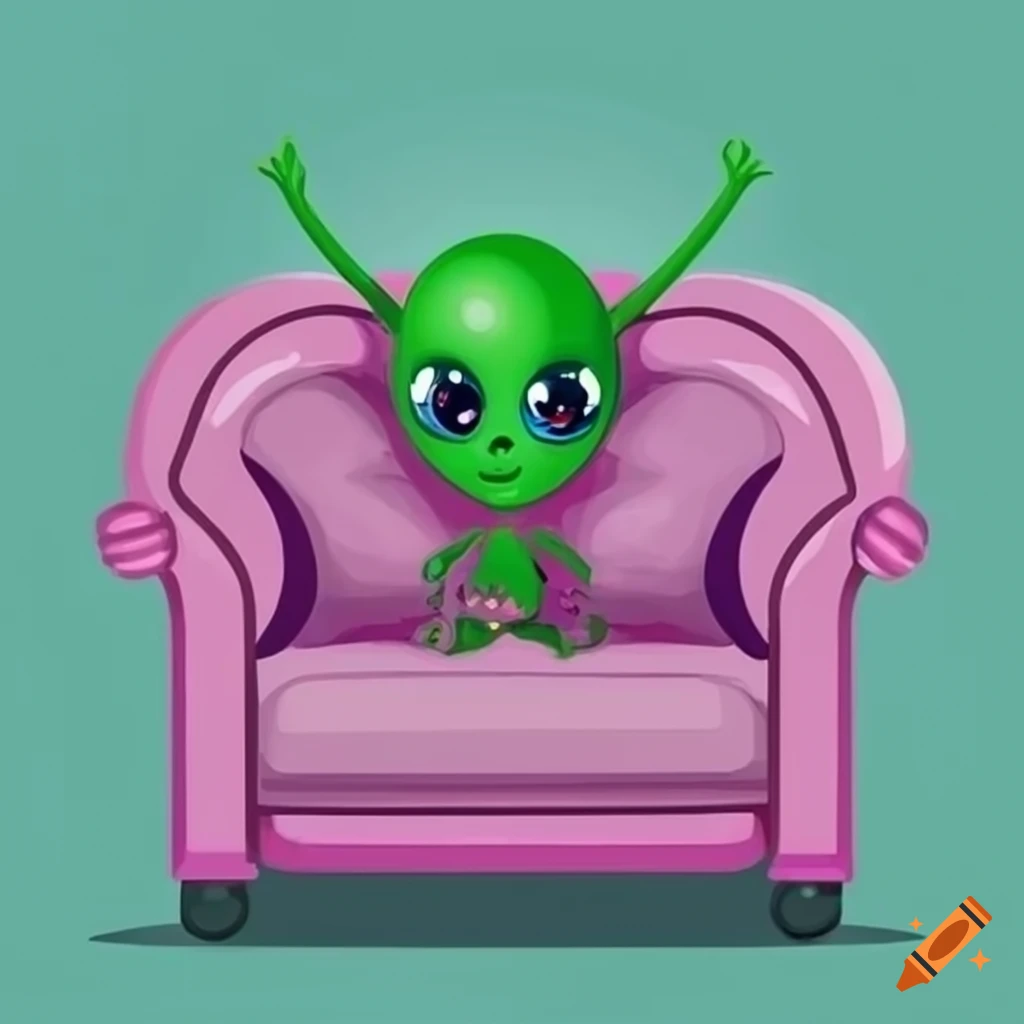 Cute alien with sofa on Craiyon