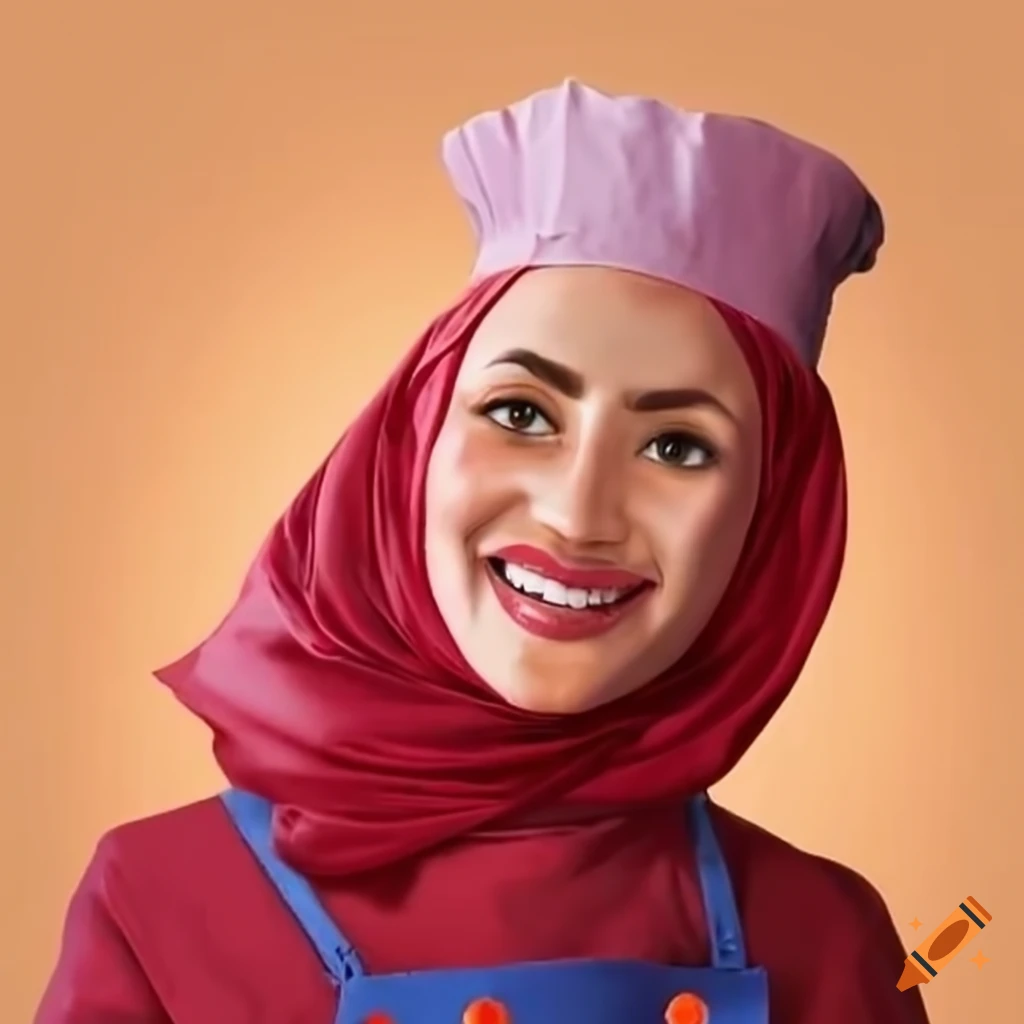 Female moroccan chef wearing hijab on Craiyon
