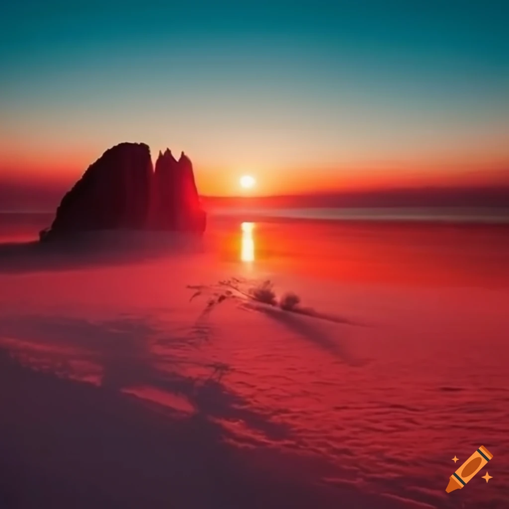 Landscape during the red hour on Craiyon