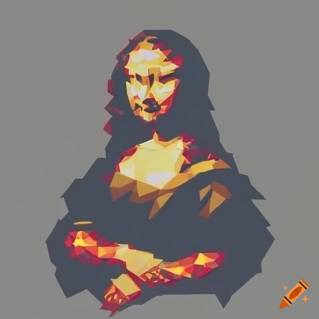 High resolution low polygon mona lisa artwork on Craiyon