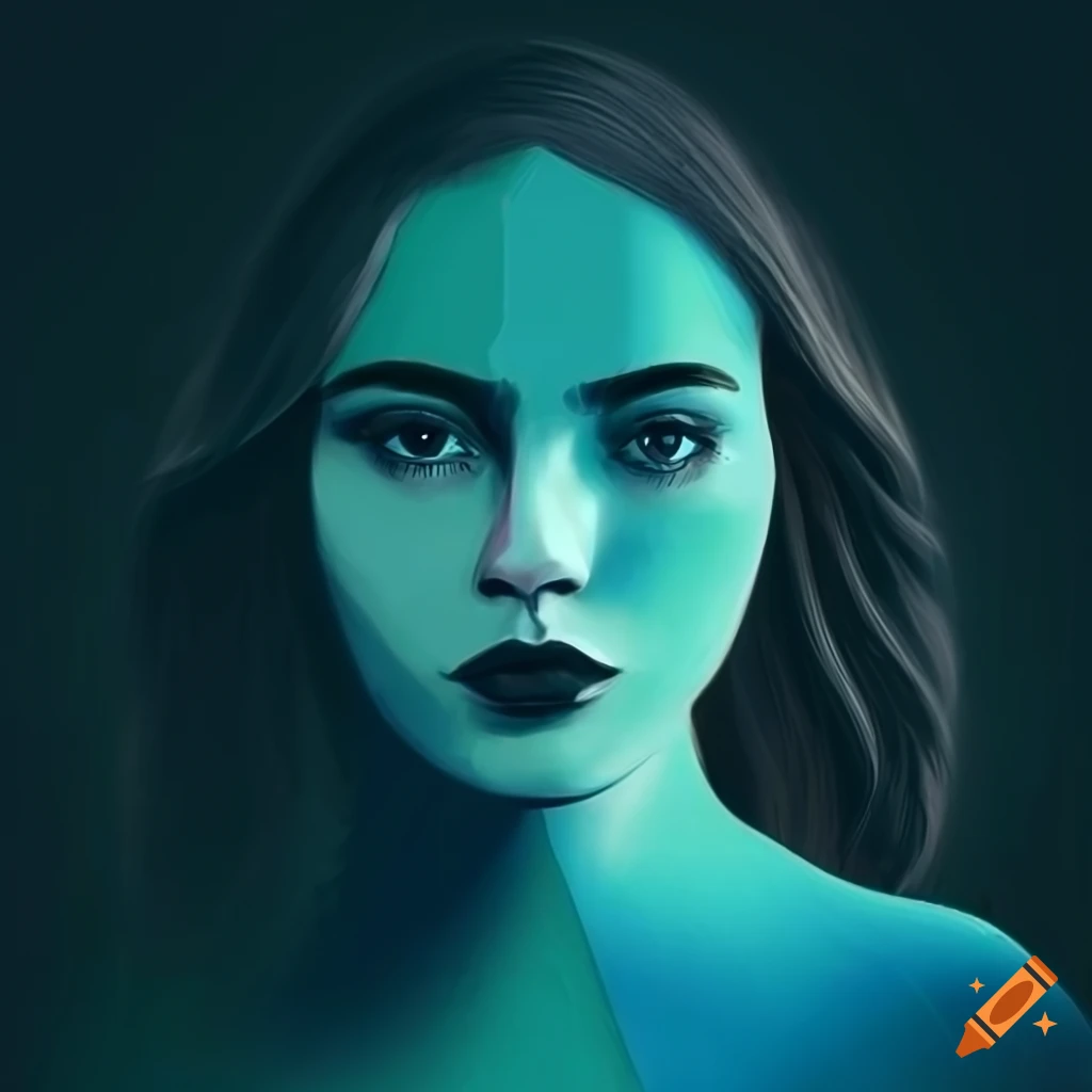 Abstract geometric profile picture with vibrant colors and long-haired ...