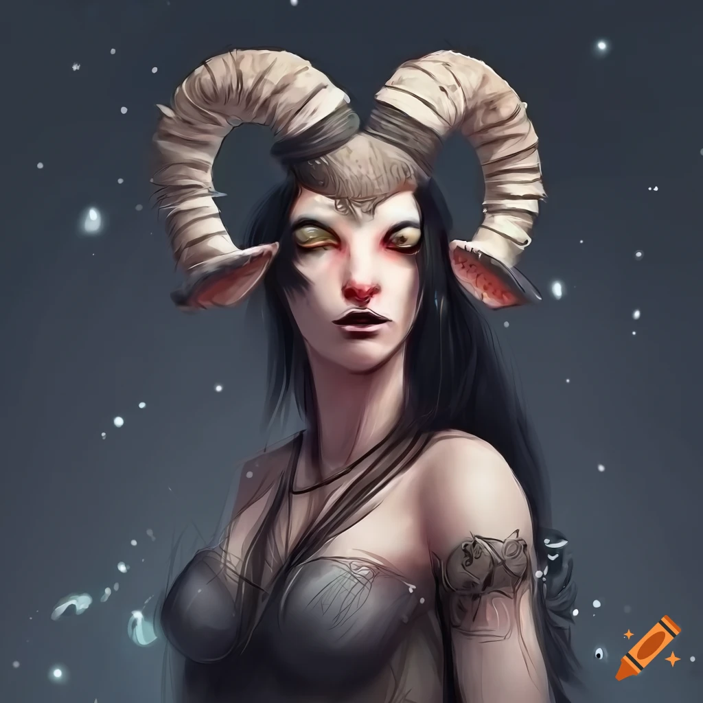 Fantasy half goat half human female with unique features on Craiyon