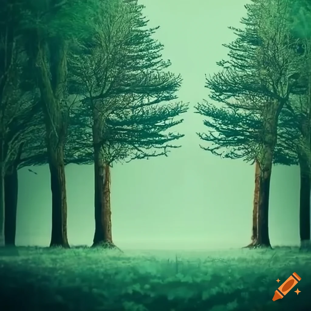 Two trees reaching out with branches touching on Craiyon