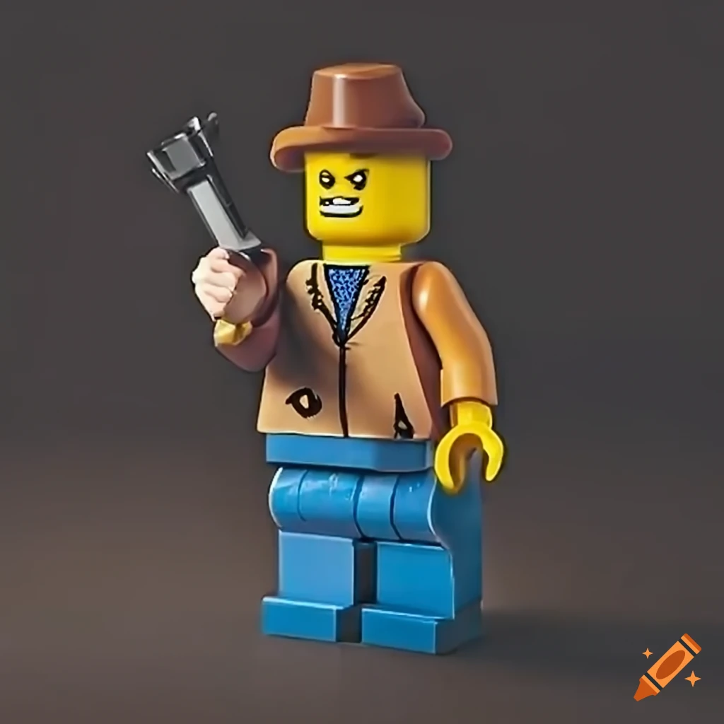 Lego men robbing a bank on Craiyon