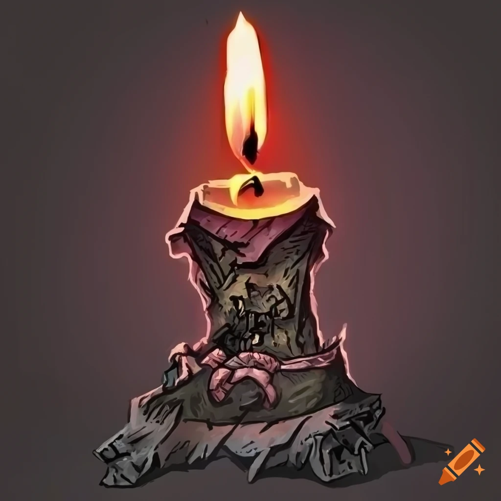 Dark fantasy candle in the darkest dungeon style on Craiyon