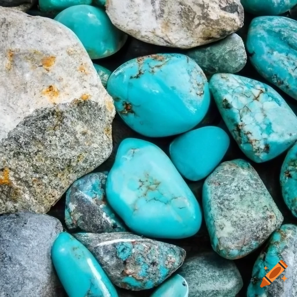 Turquoise and gray stacked rocks on Craiyon