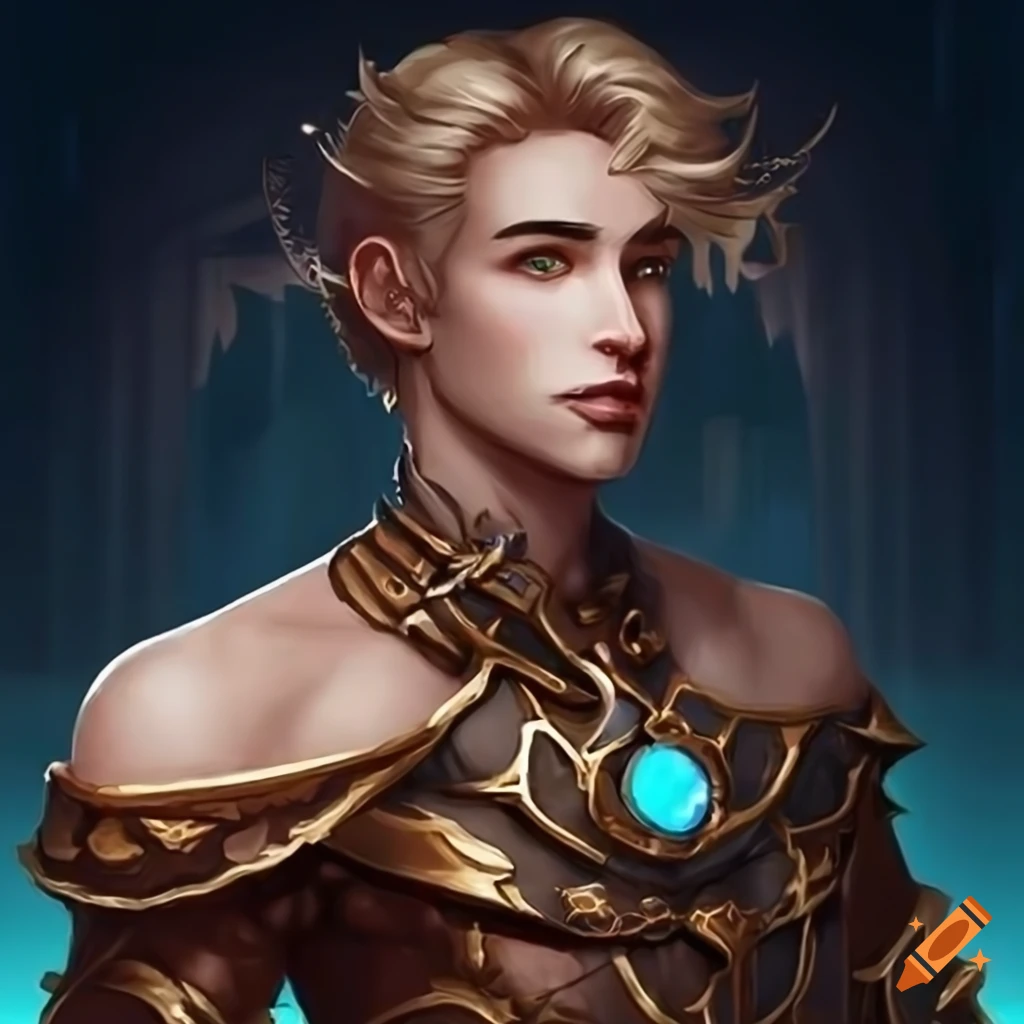 Attractive male fantasy character on Craiyon
