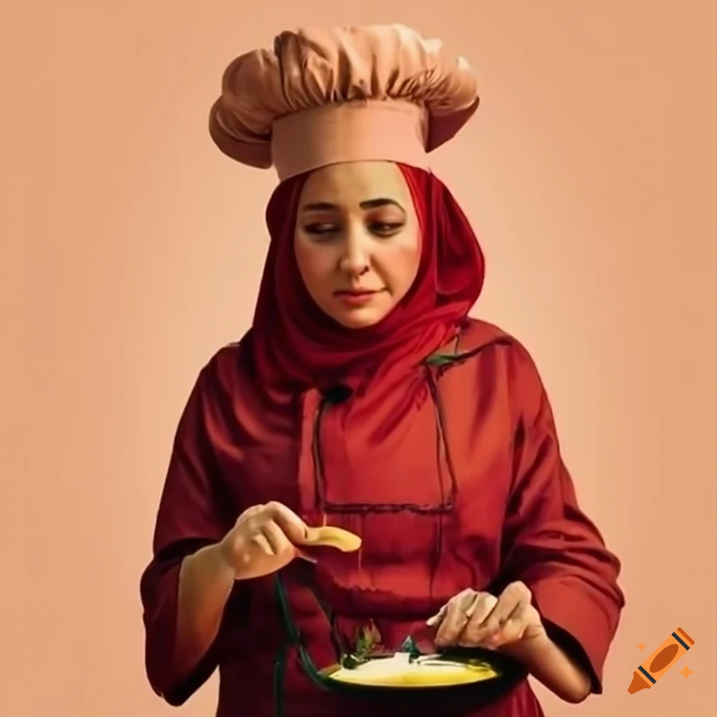 Female moroccan chef cooking a traditional dish in a hijab on Craiyon