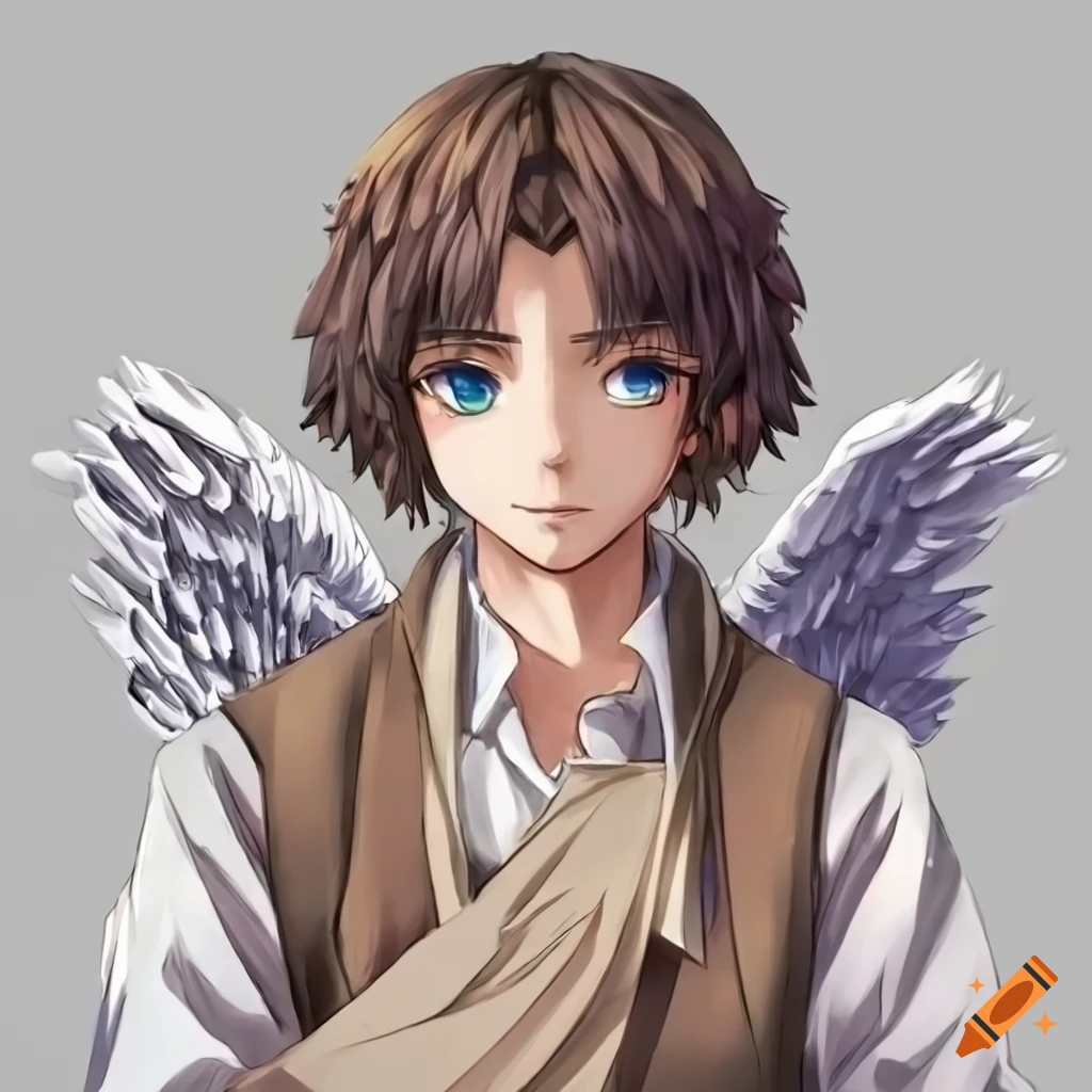 Anime portrait of a Jerusalem villager man with angel wings on Craiyon