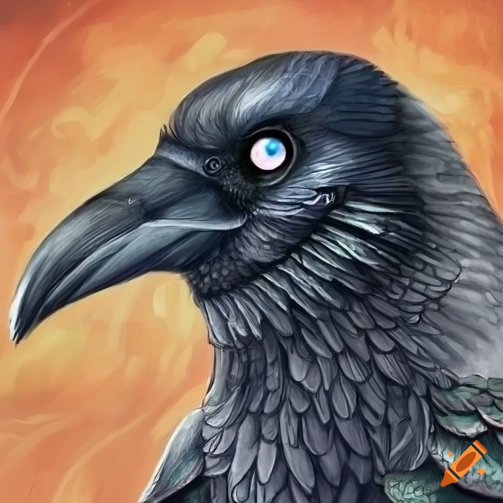 Mystical crow with three eyes in folklore-themed art on Craiyon