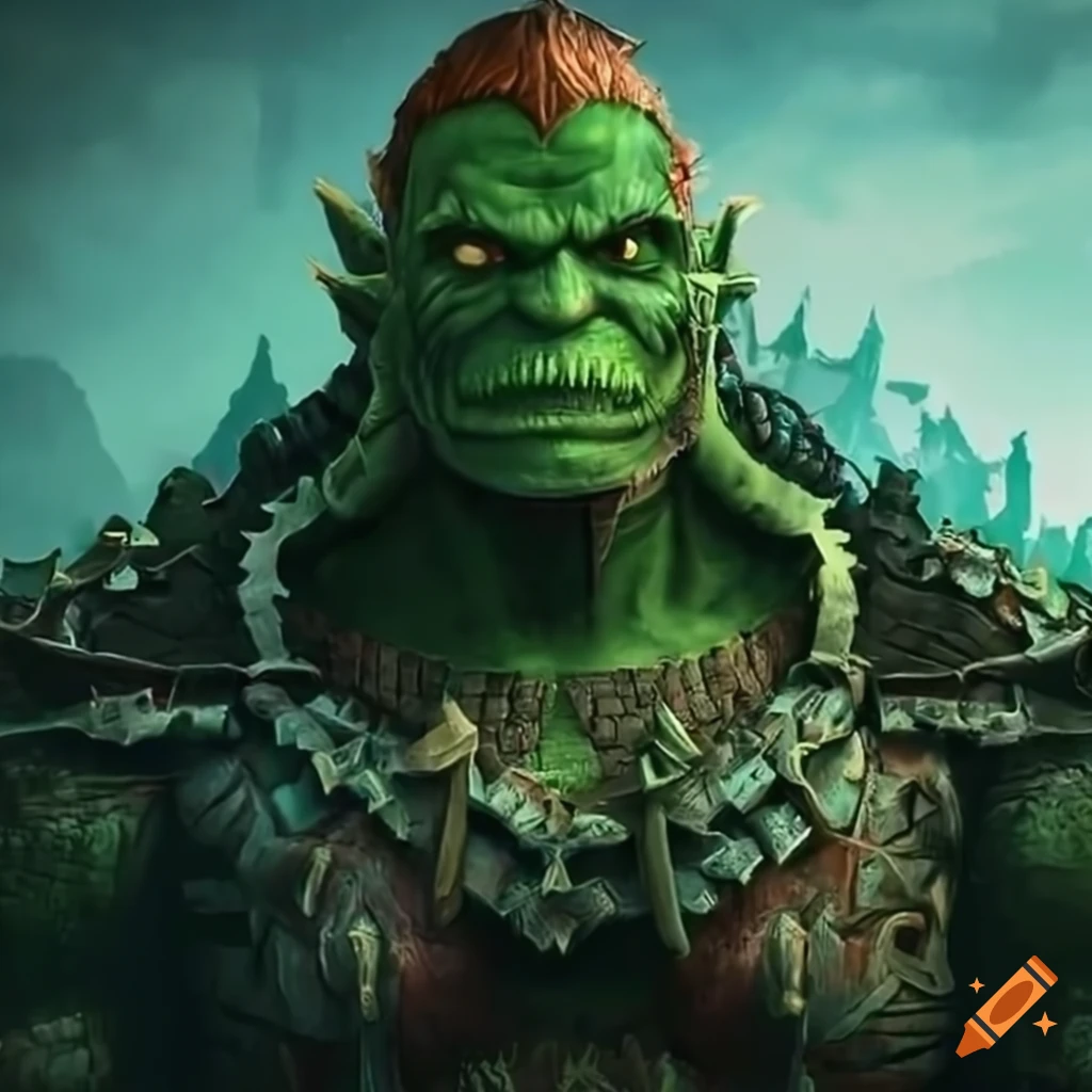 Epic orc fortress surrounded by lush greenery with intricate details on ...