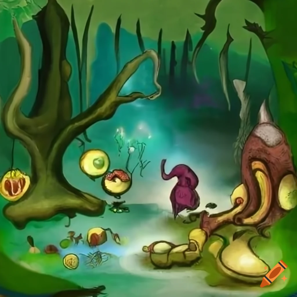 Enchanted forest scene with fairy and mythical creatures on Craiyon