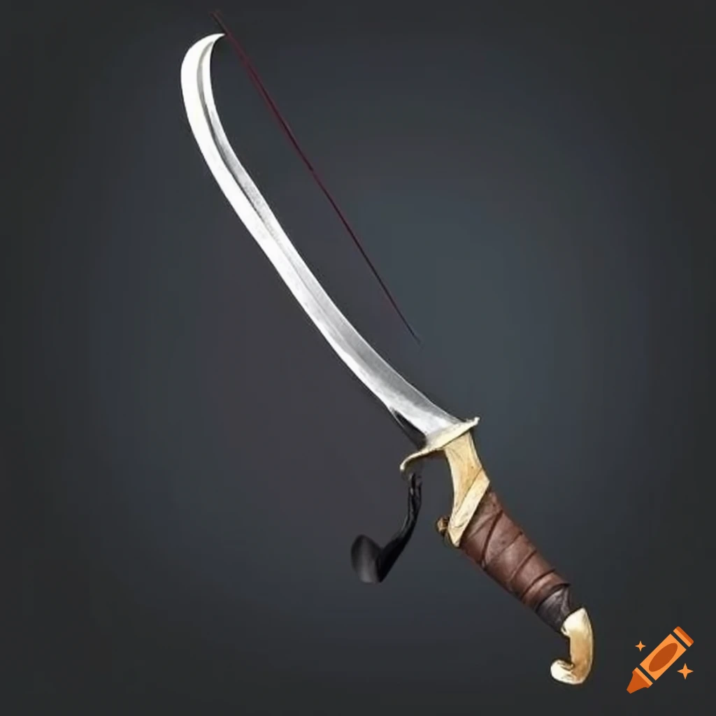 Short sword with musical bow edge on Craiyon