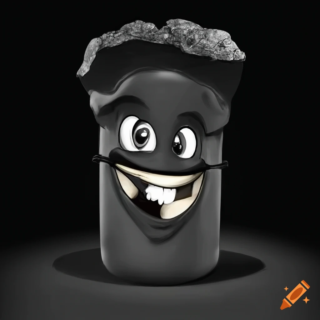 Cheerful cartoon coal character on Craiyon