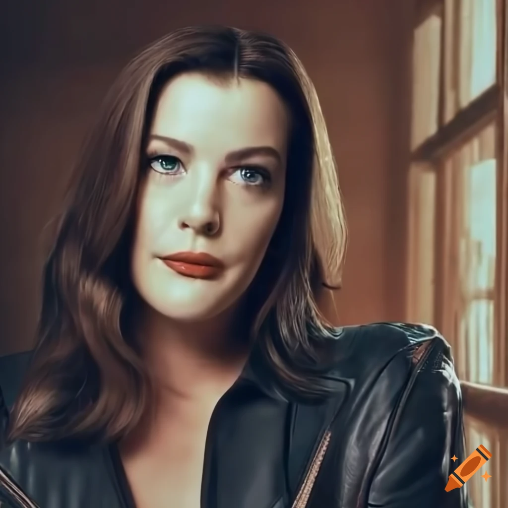 Actress resembling Liv Tyler at age 20 in country plaid shirt and black ...