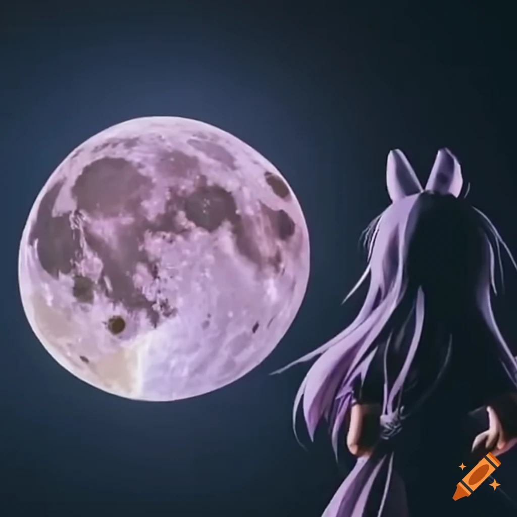 Neil Armstrong on the moon with Touhou's Reisen Udongein Inaba on Craiyon