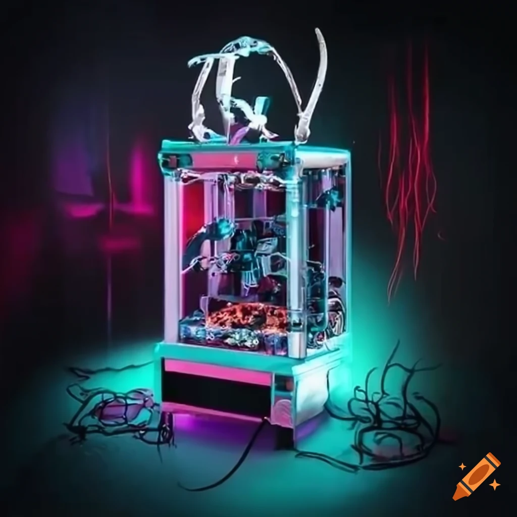 Metal claw machine breaking glass on Craiyon