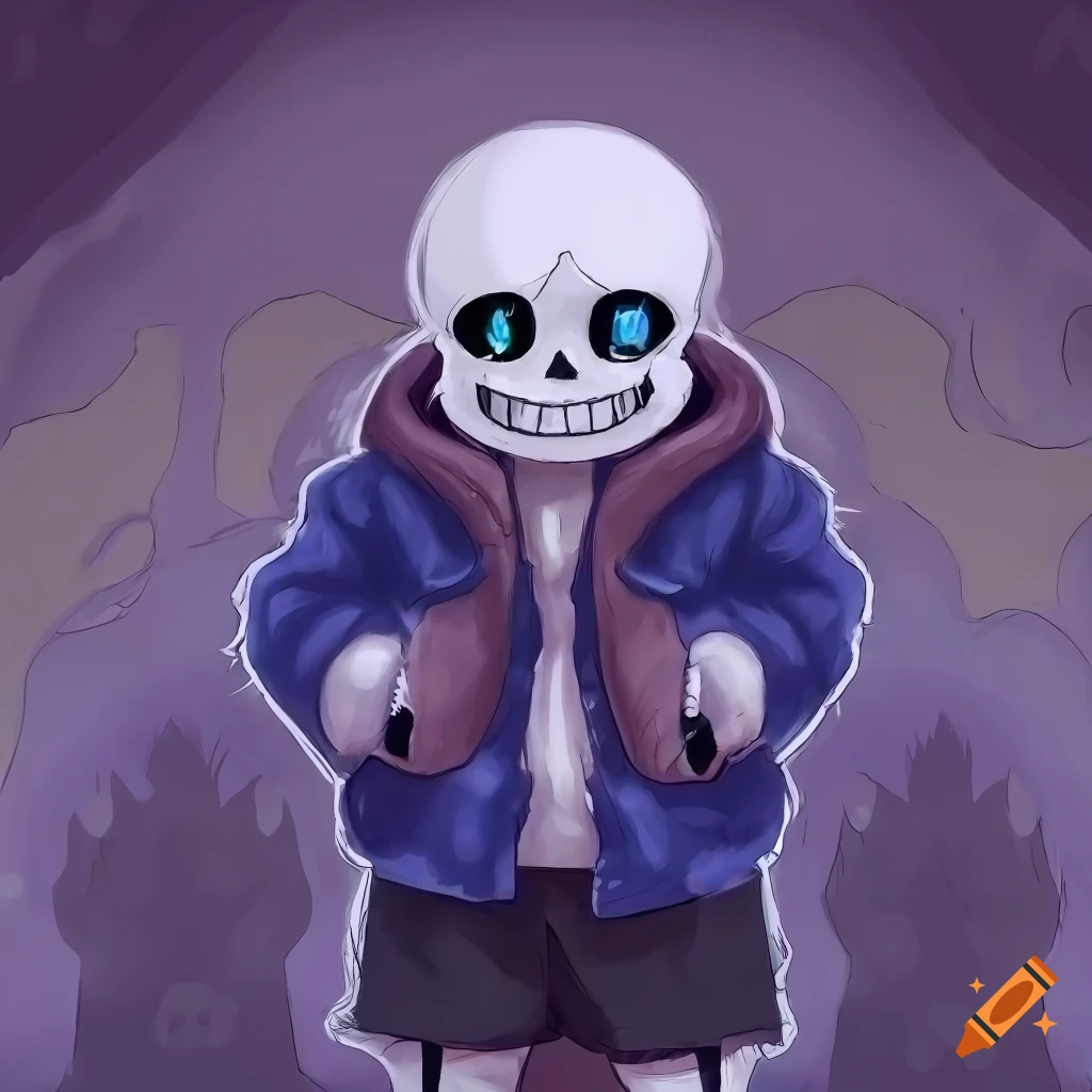 Sans from undertale as a demon with fox paws in a dramatic atmosphere ...
