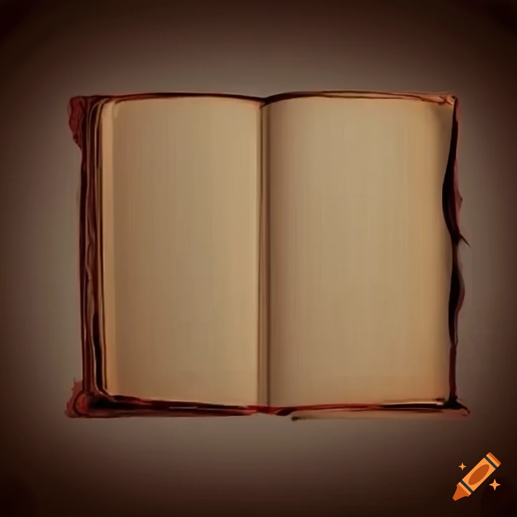 Vintage-style open book with blank and aged pages on Craiyon
