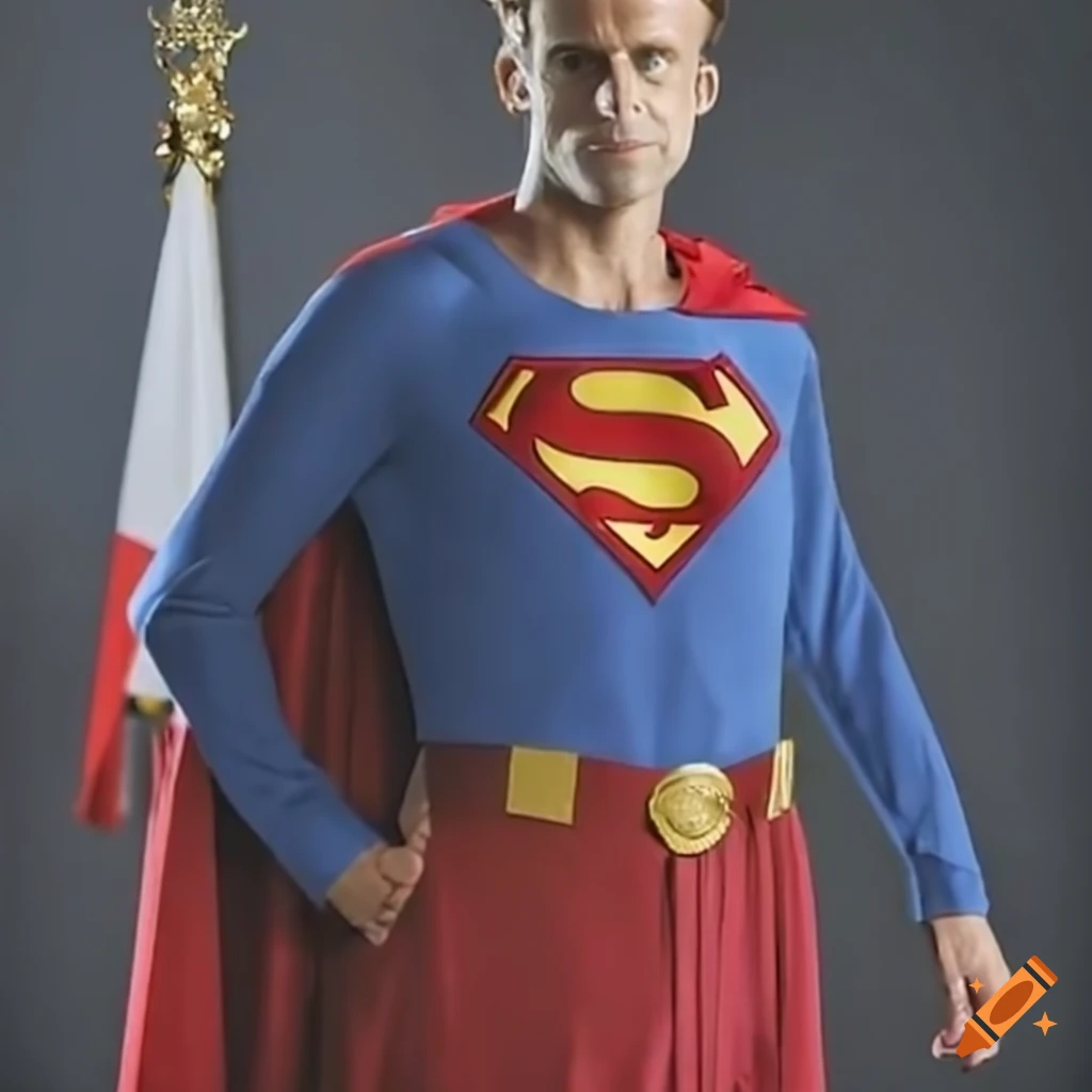 French President Emmanuel Macron in a Superman costume on Craiyon