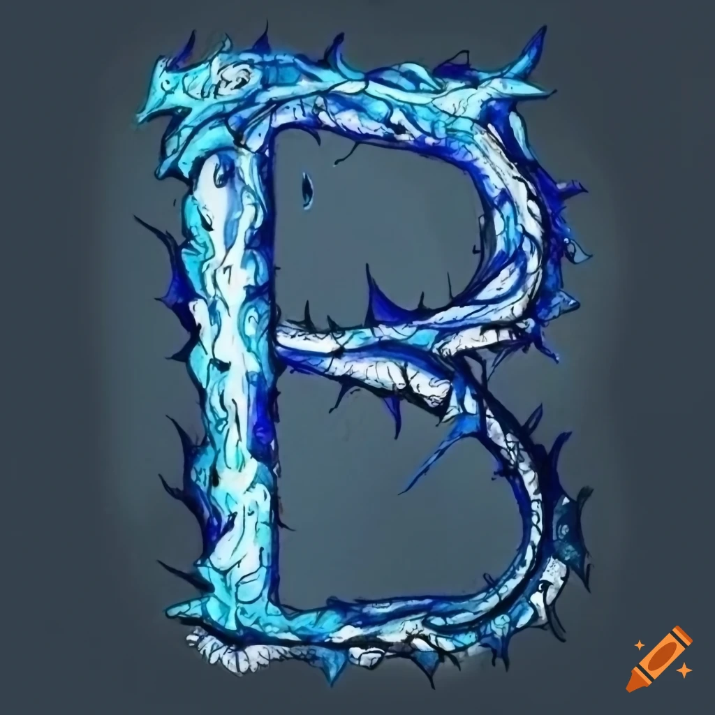 Hand-drawn blue letter b on Craiyon