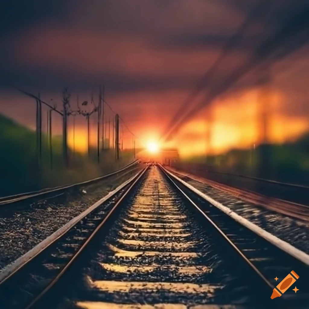 Landscape with train rails on Craiyon