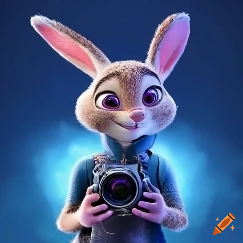 Zootopia judy rabbit with a camera on Craiyon