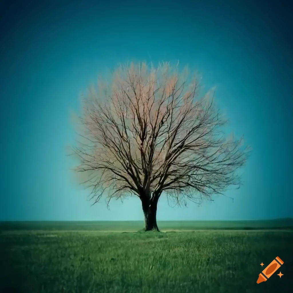 Graceful young tree with delicate branches in a meadow on Craiyon