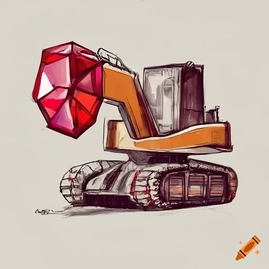 Sleek pit excavator loading ruby gems logo design on Craiyon