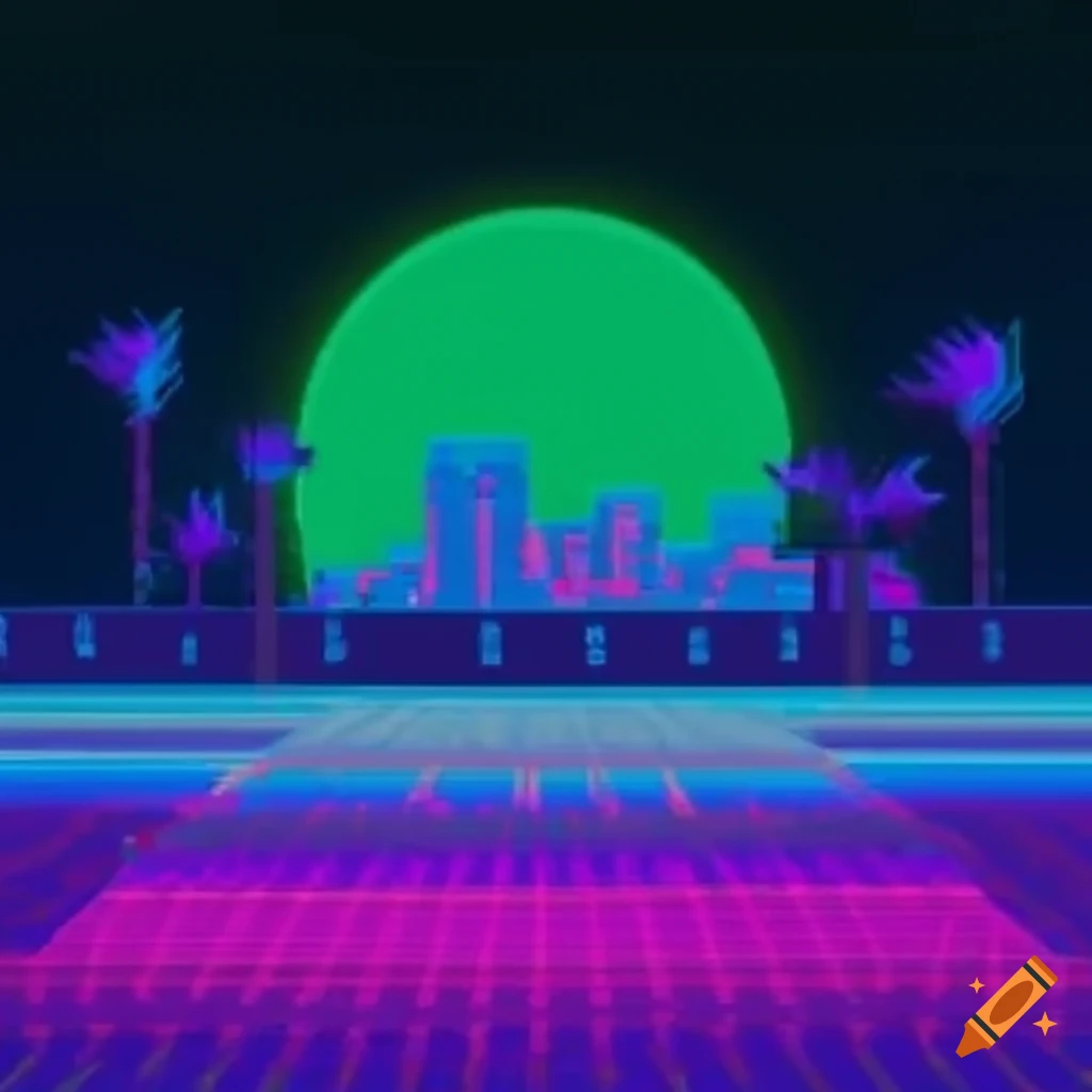 Vaporwave pixel art on Craiyon