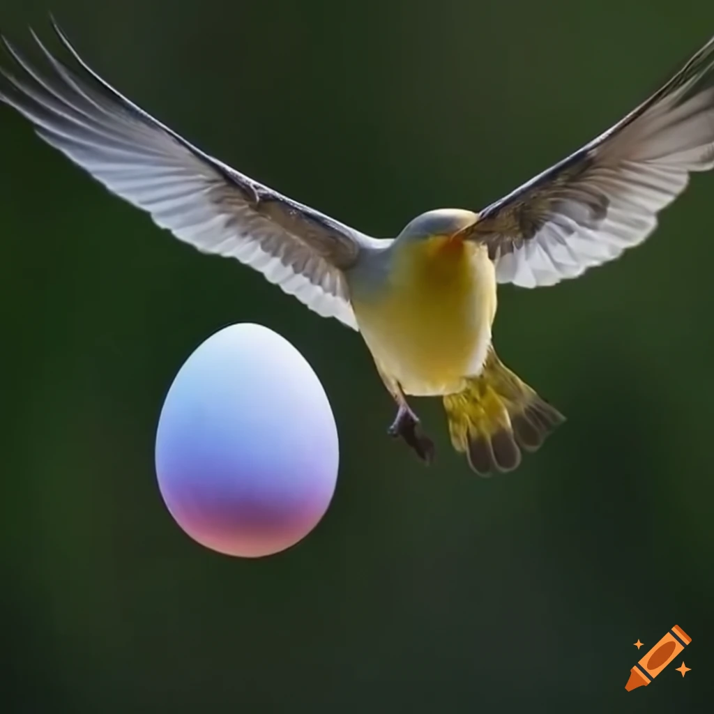 Flying easter bird with an egg on Craiyon