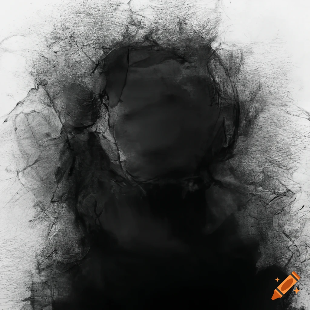 Abstract black graphite on white paper representing life finds a way ...