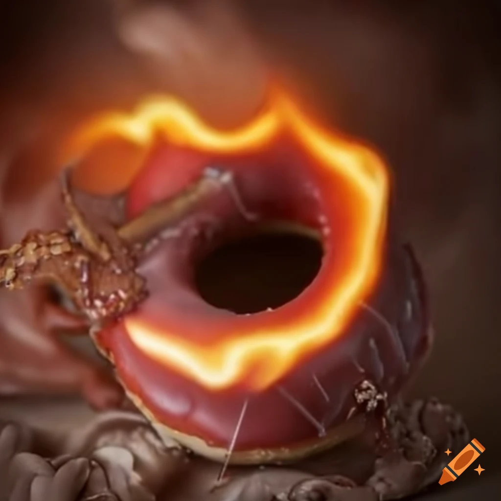 People fighting for donuts with fire and dragons on Craiyon