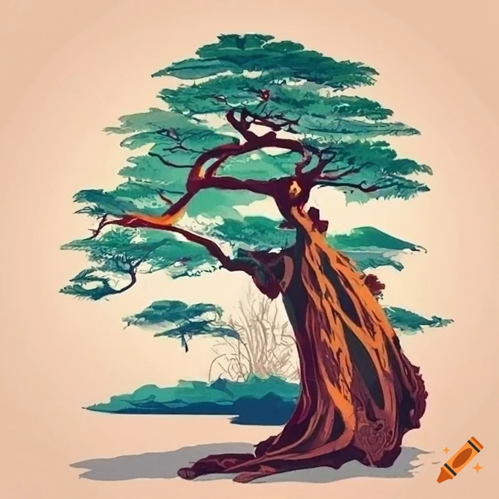 Ancient japanese style tree on Craiyon