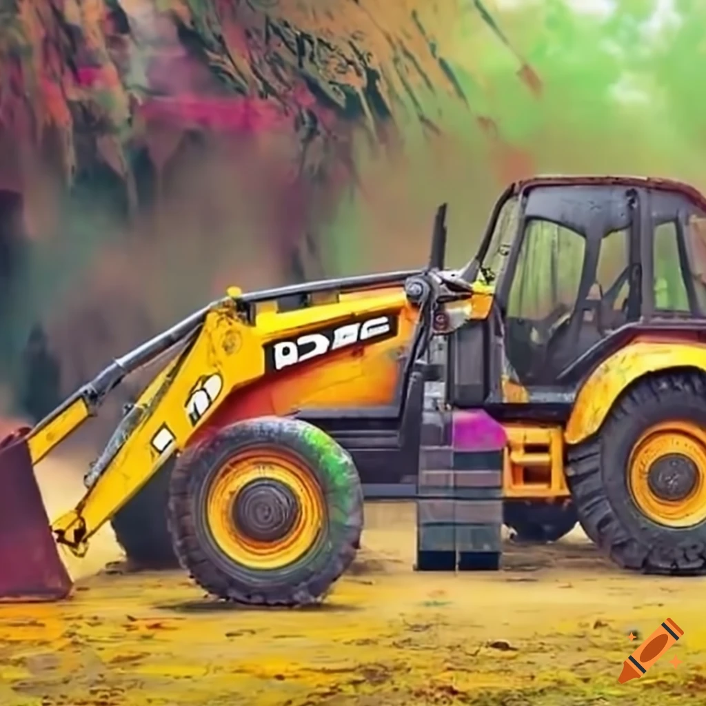 Jcb machine with holi colors on Craiyon