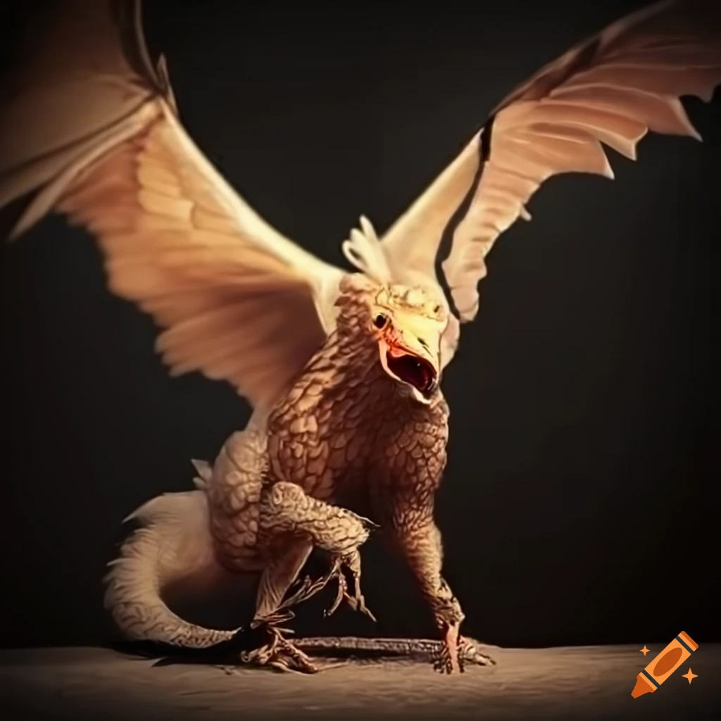 Chimera creature with goose, raven, and dragon features on Craiyon