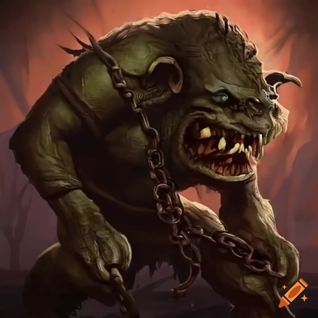Chained up troll from dungeons and dragons on Craiyon