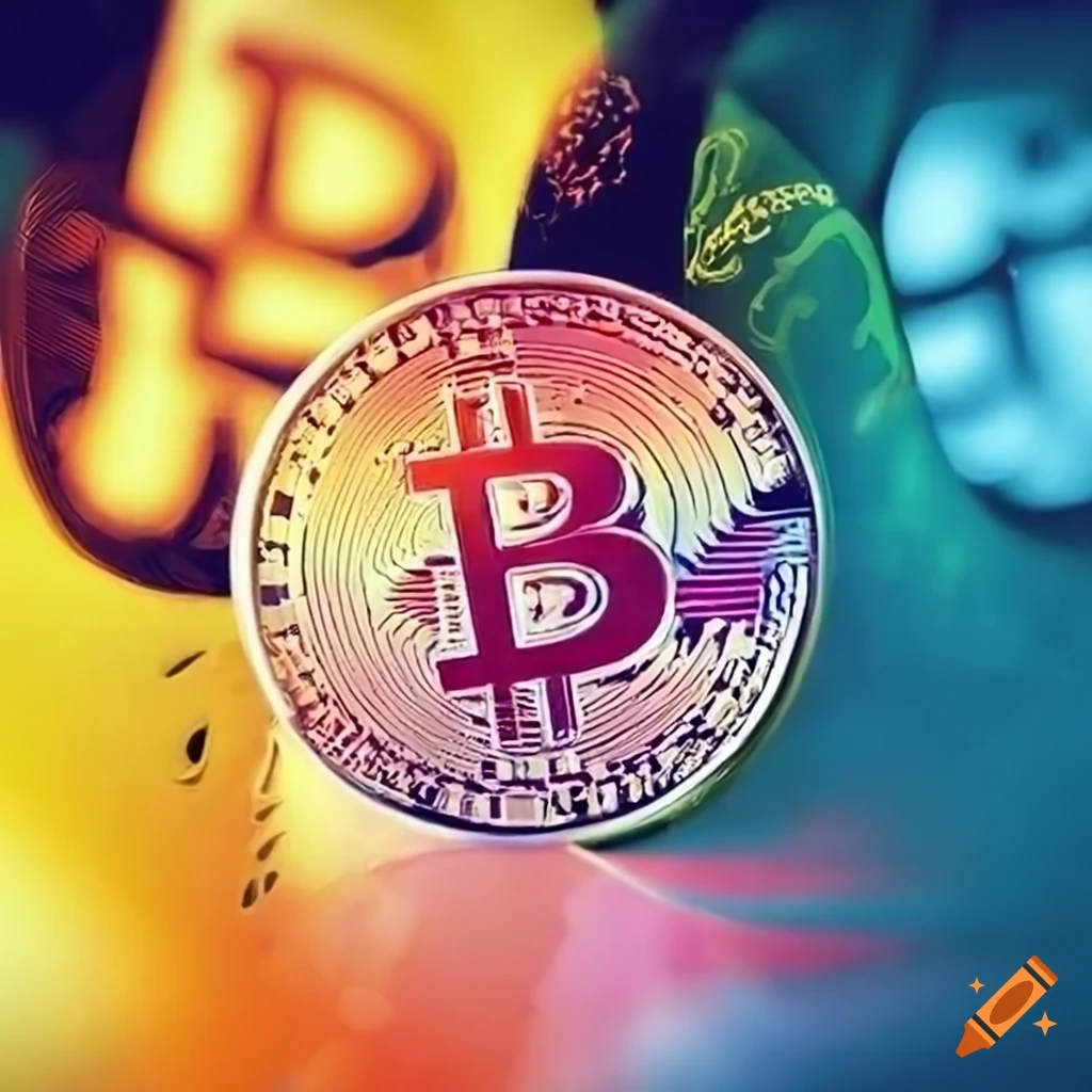 Whimsical illustration of interacting bitcoins on Craiyon