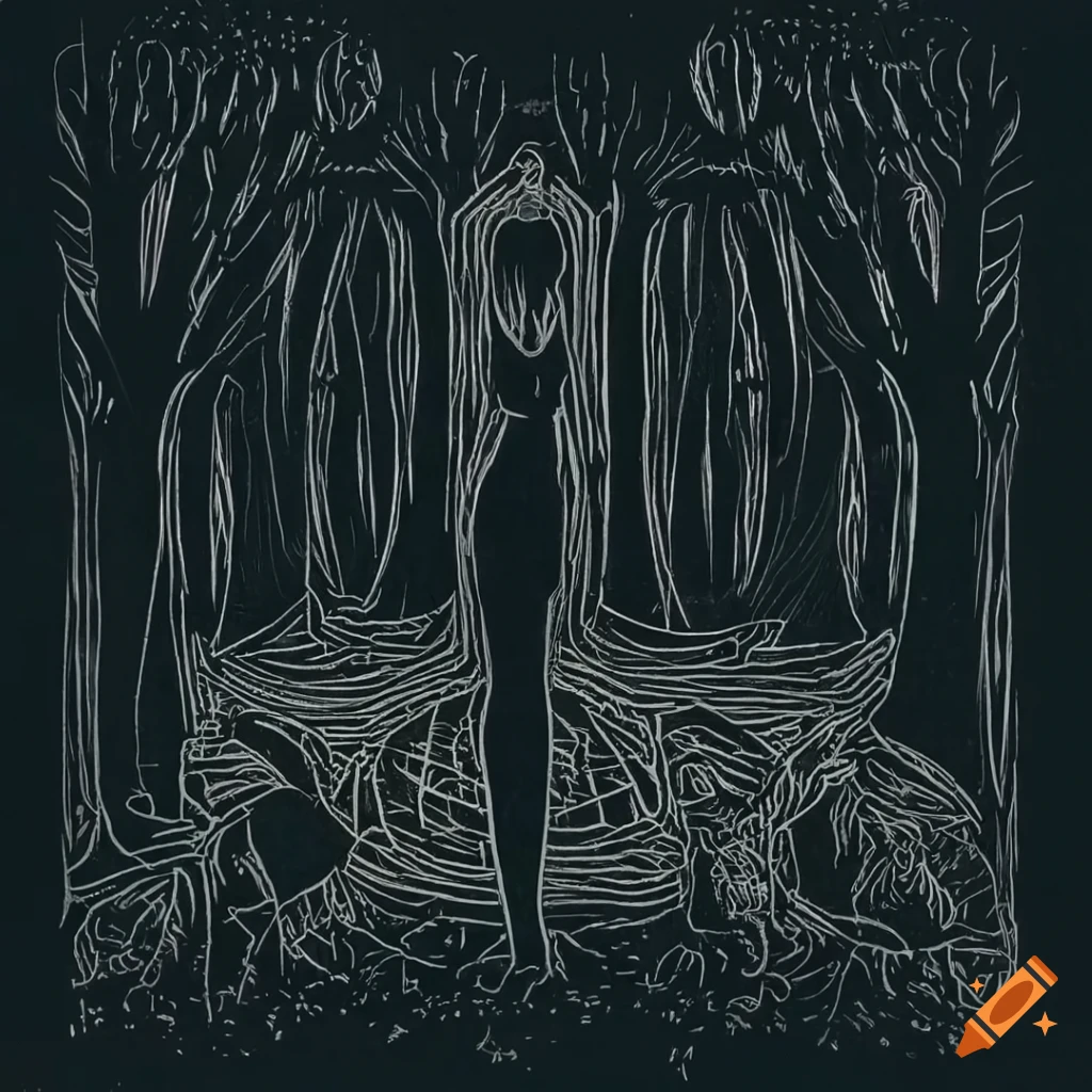 Bog goddess emerging from a swamp surrounded by mysterious animals and ...