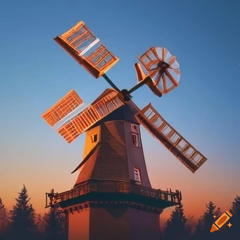 Windmill with 4 wings on Craiyon