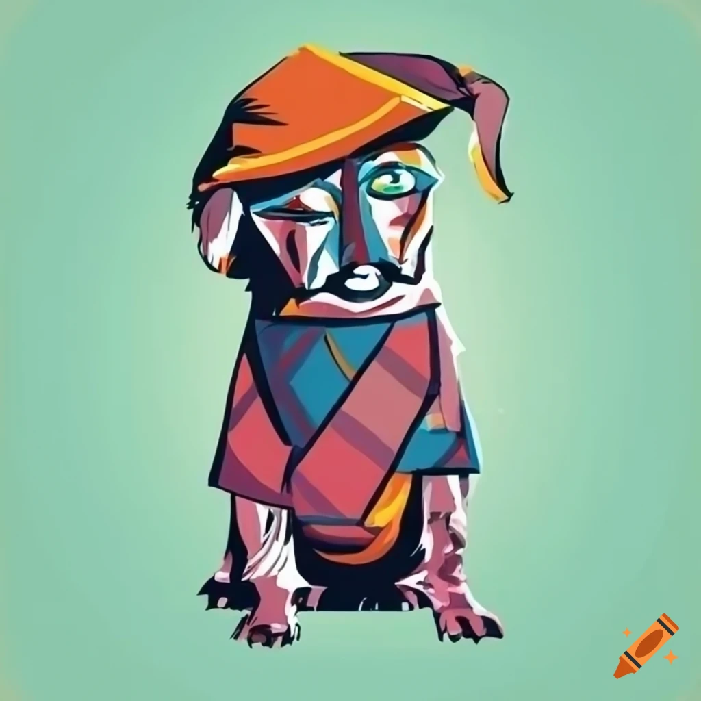 Dog wearing a t-shirt in picasso style on Craiyon