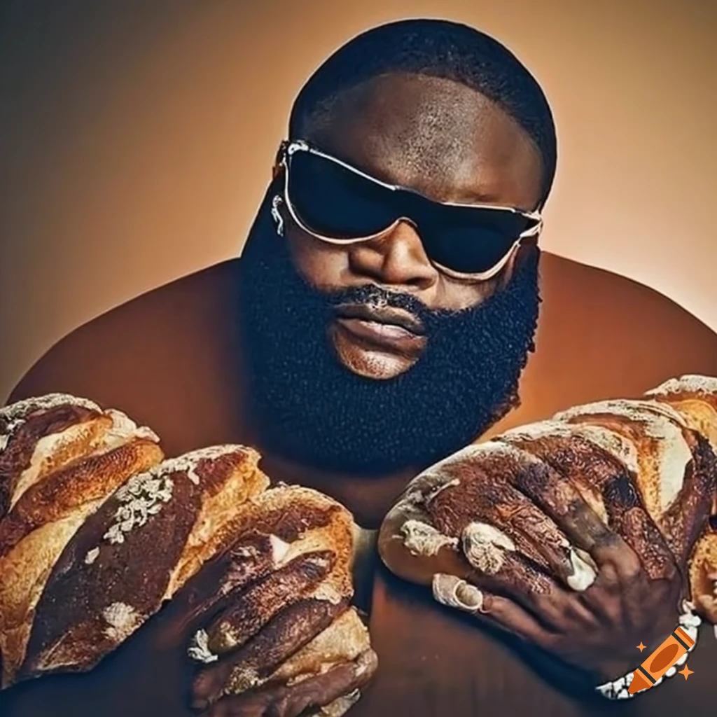 Man displaying homemade bread loaves on Craiyon