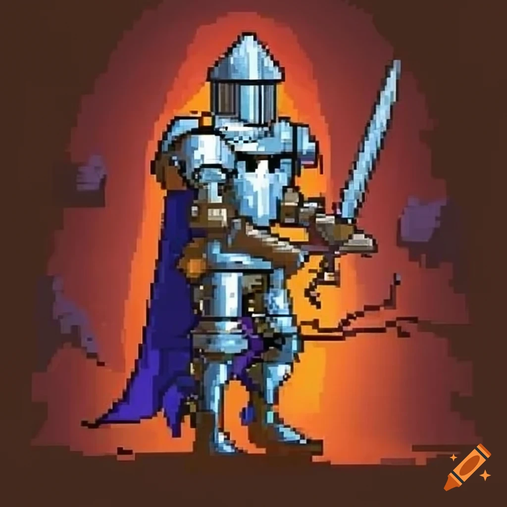Knight with sword in 1990s adventure video game style on Craiyon