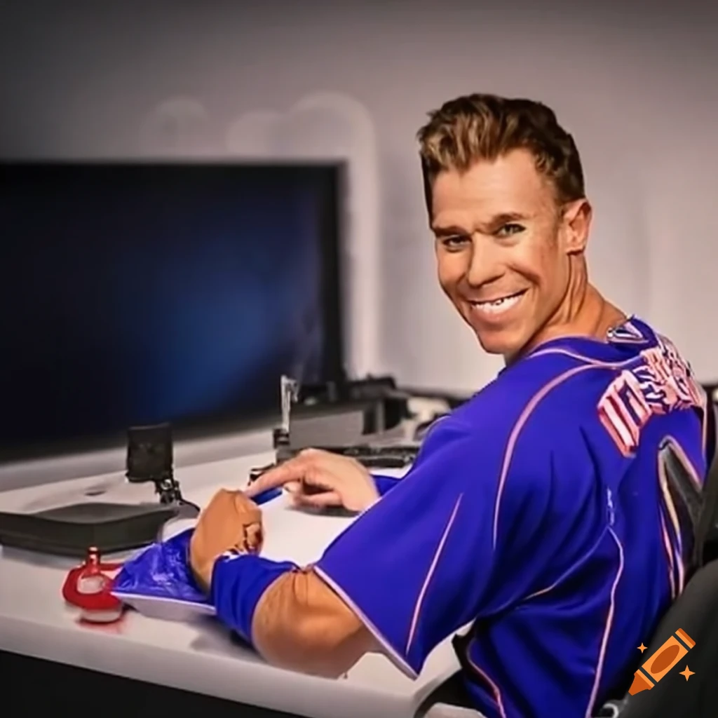 Chase utley working happily on a computer on Craiyon